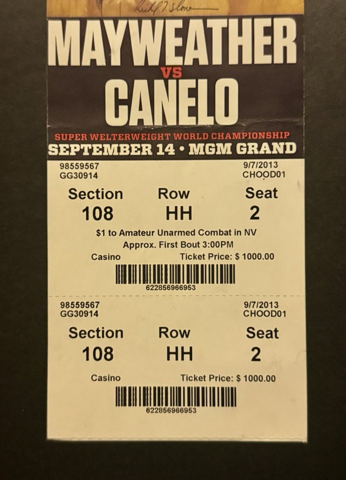 MAYWEATHER VS CANELO FULL FIGHT TICKET 2013 | eBay UK