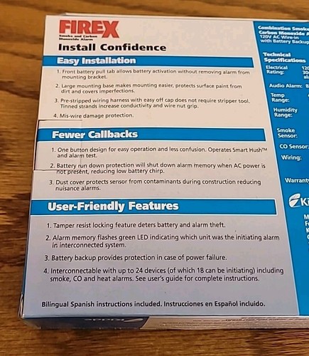 Kidde FireX KN-COSM-IB Combination Smoke & Carbon Monoxide Voice Alarm ...