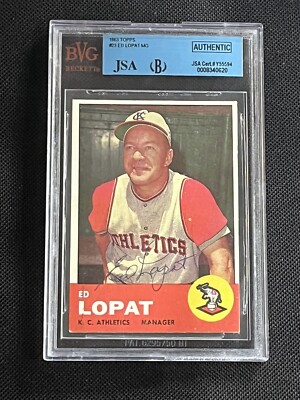 ED LOPAT 1963 TOPPS SIGNED AUTOGRAPHED CARD YANKEES BECKETT JSA ...