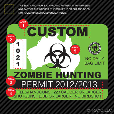 (3x) CUSTOM Zombie Hunting Permit Sticker Die Cut Decal outbreak ...
