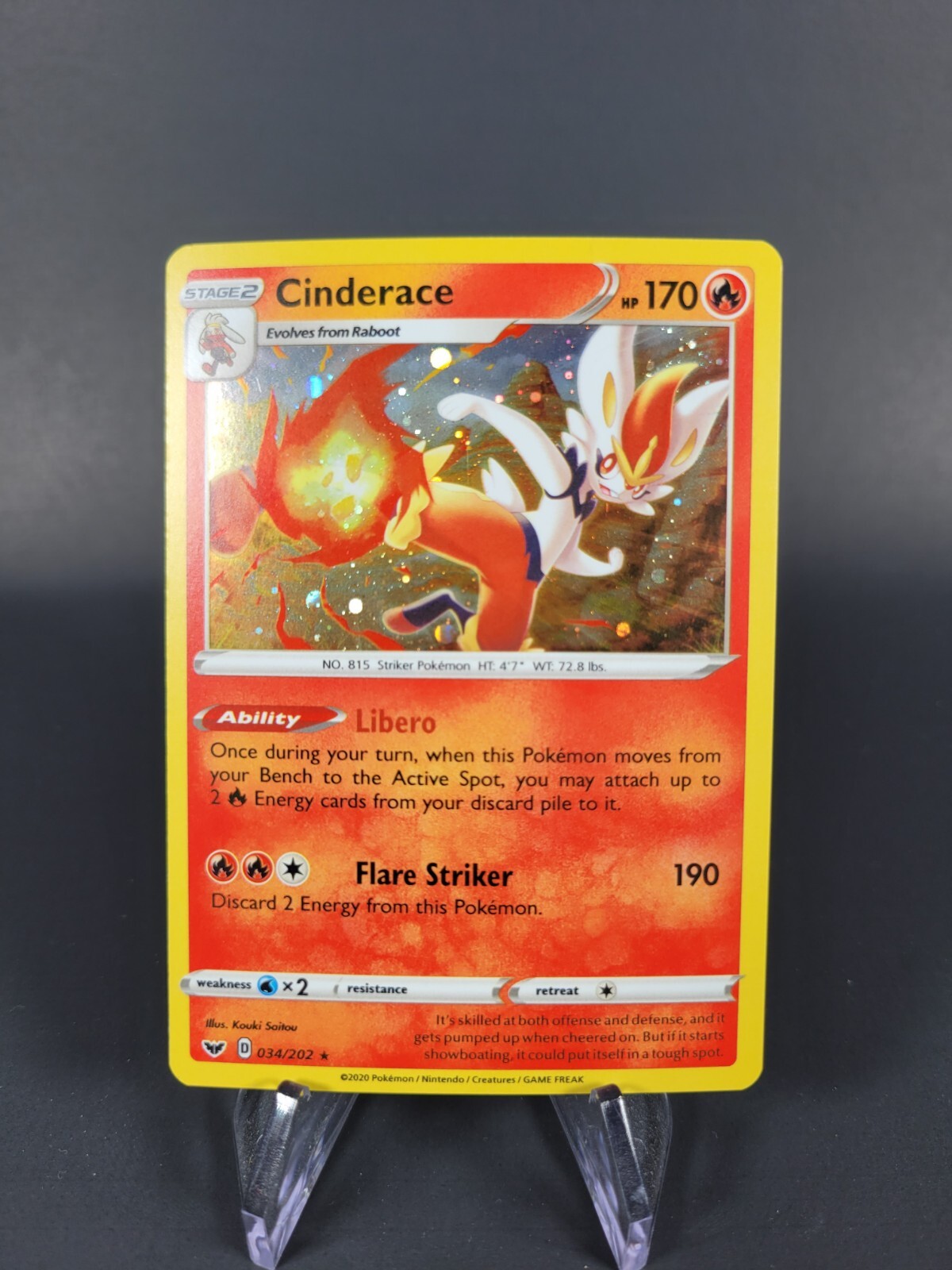 POKEMON TCG Cinderace Holo Rare 034/202 Sword and Sheild Base Set | eBay