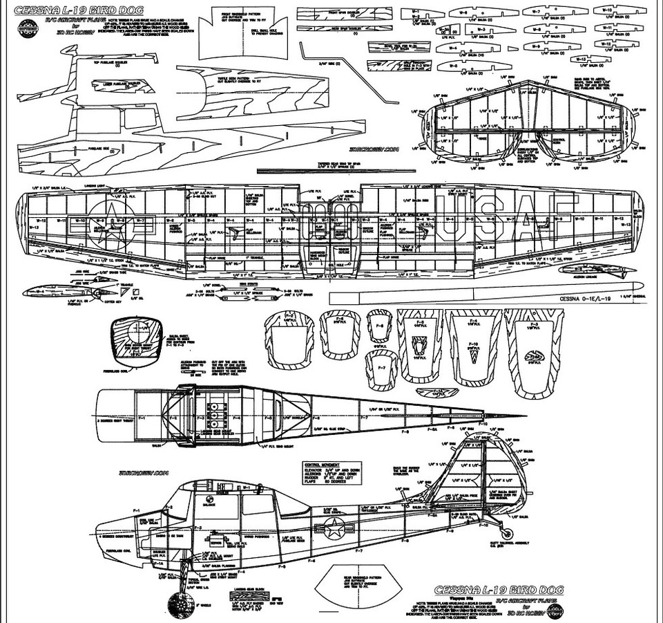 Cessna L19 L-19 Bird Dog 36" WS RC Airplane Laser Cut Ply Short Kit W ...