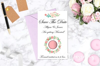 Custom Made Floral Scratch Off Save The Date Invitations | eBay Australia