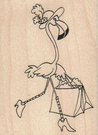 Flamingo Shopping 2 1/4 x 3" Rubber Stamp, Flamingo Stamp | eBay