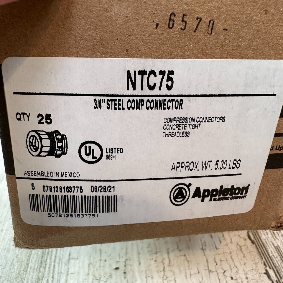 NEW BOX 25 Appleton NTC75 3/4" COMPRESSION CONNECTOR CONCRETE TIGHT ...