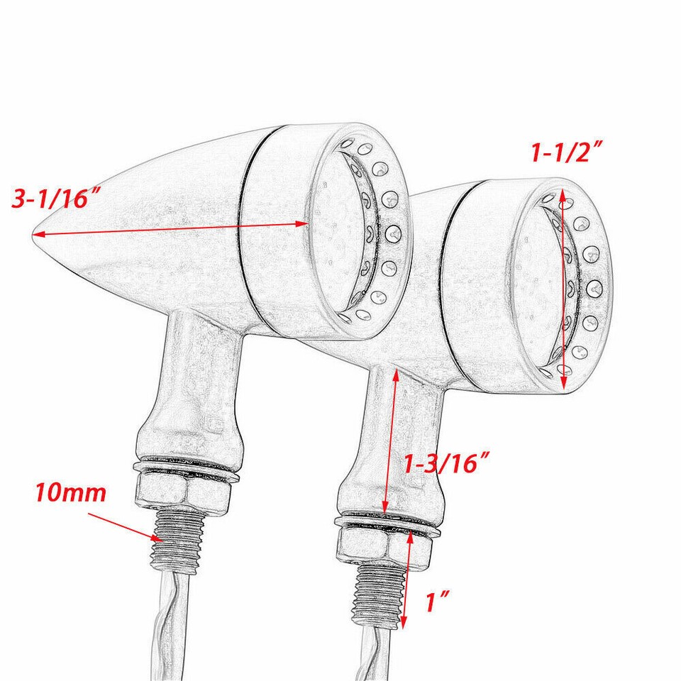 Universal Red 20 LED Chrome Motorcycle Running Turn Signal Tail Light ...