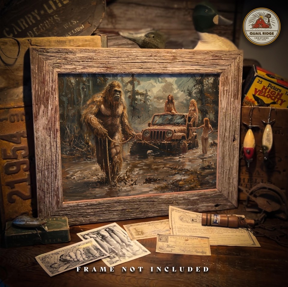 Sasquatch Bigfoot Art Print Jeep 4x4 Mud Bog Poster Wall Art Mud ...