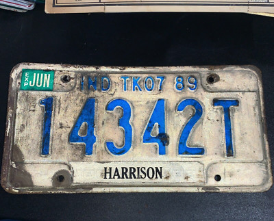Indiana Truck License Plate 1989 Harrison County 14342T | eBay
