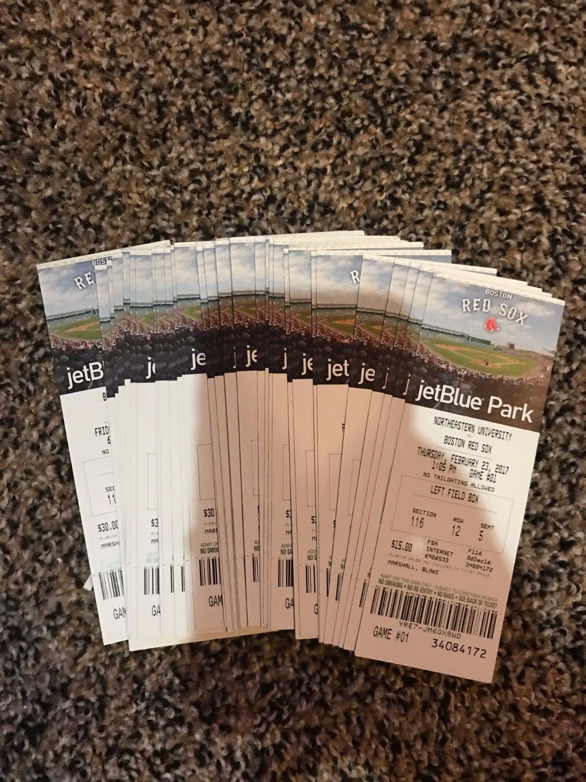 2017 BOSTON RED SOX SPRING TRAINING TICKET STUB 18 GAMES PEDROIA SALE ...