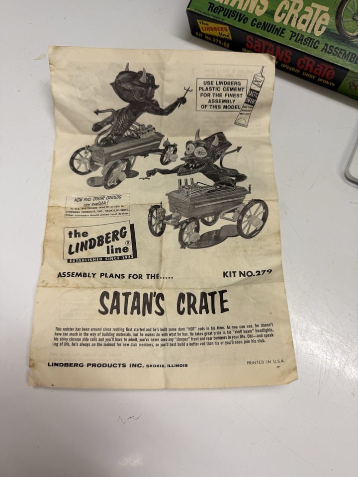 Original 1964 Lindberg Lindy Loony’s Satan’s Crate Model Kit Partial ...