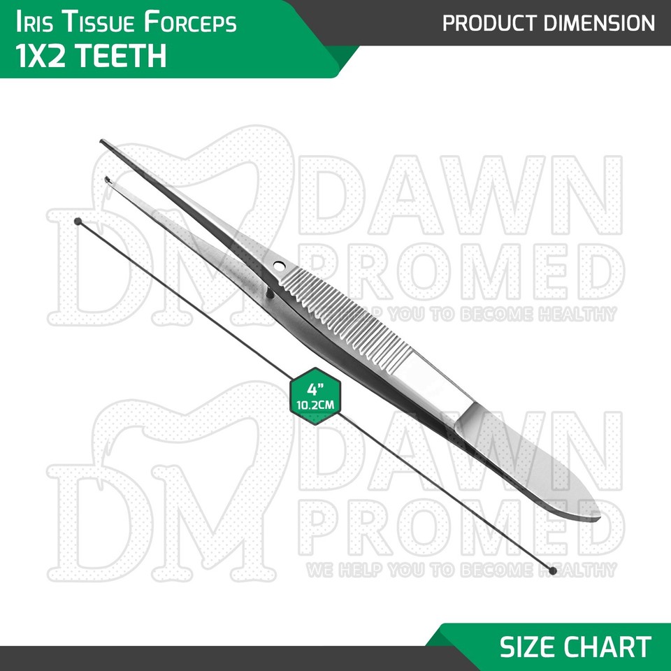 Iris Tissue Forceps 4″ Straight 1×2 Teeth Eye Surgery Ophthalmic ...