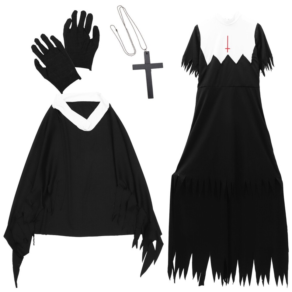 Nun Costume Women Halloween Costumes Scary Girls Zombie Uniform ...
