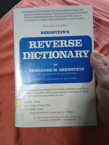 VTG Reverse Dictionary Theodore Bernstein Jane Wagner 1976 1st Ed/4th Printing | eBay