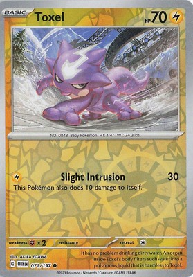 Pokemon Toxel Obsidian Flames 071/197 Reverse Holo Rare NM | eBay Australia