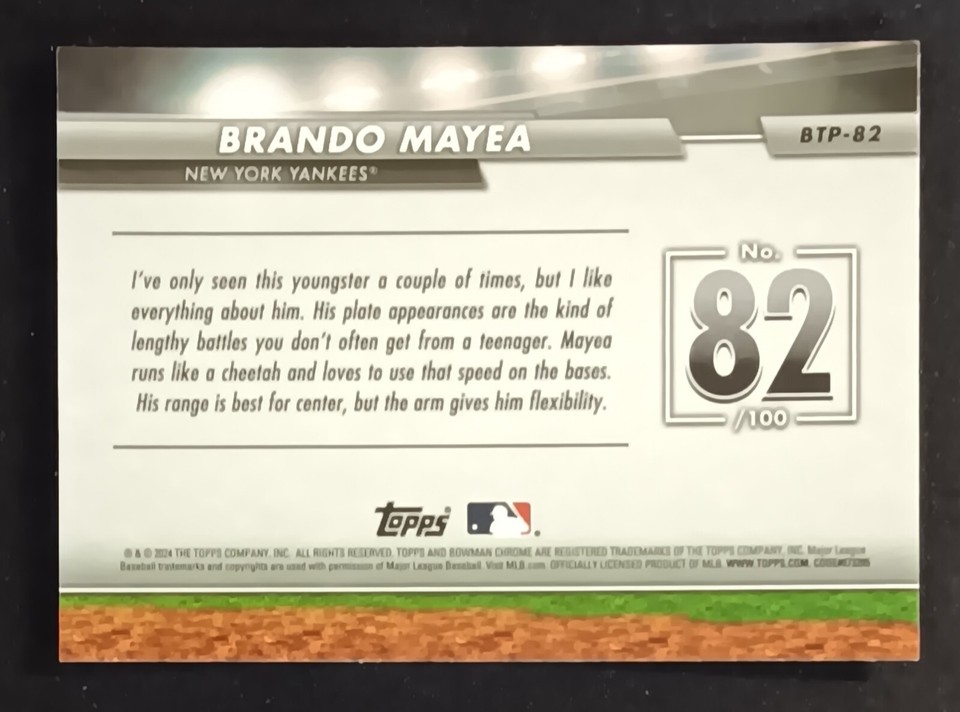 2024 Bowman Bowman Scouts' Top 100 #BTP-82 Brando Mayea - New York ...