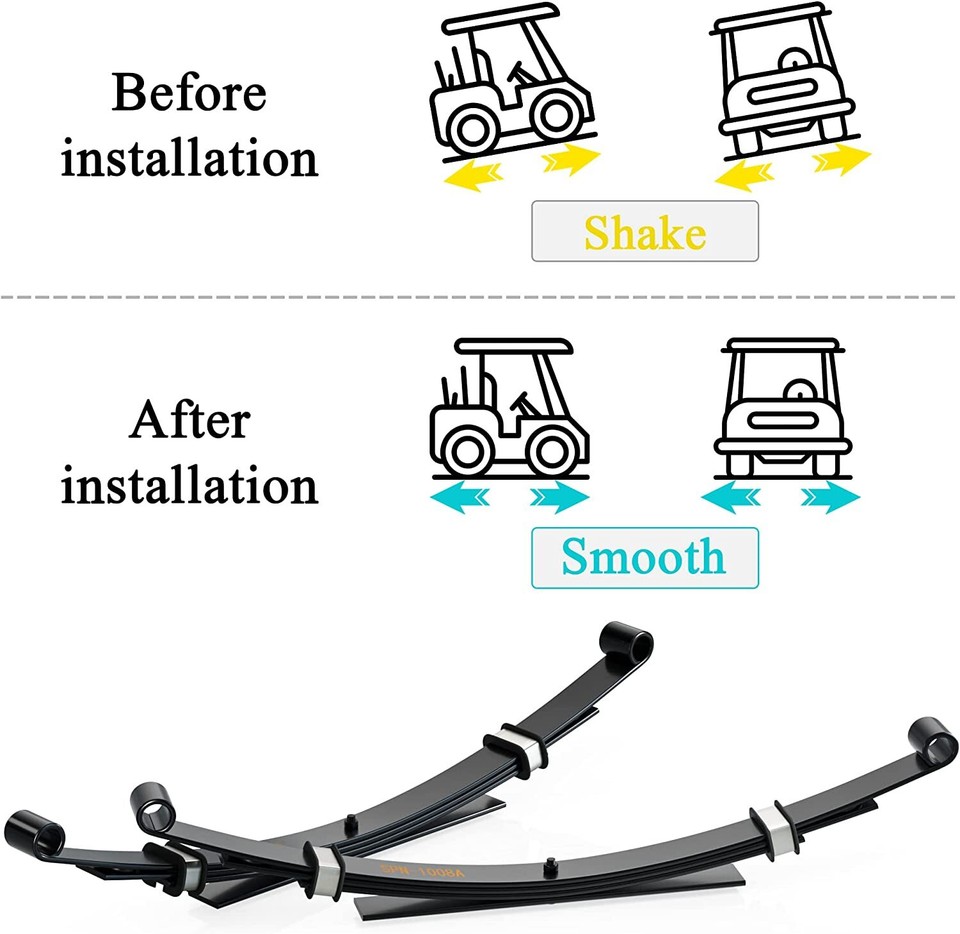 4-Leaf Heavy Duty Golf Cart Rear Leaf Spring for Club Car DS 1982-up W ...