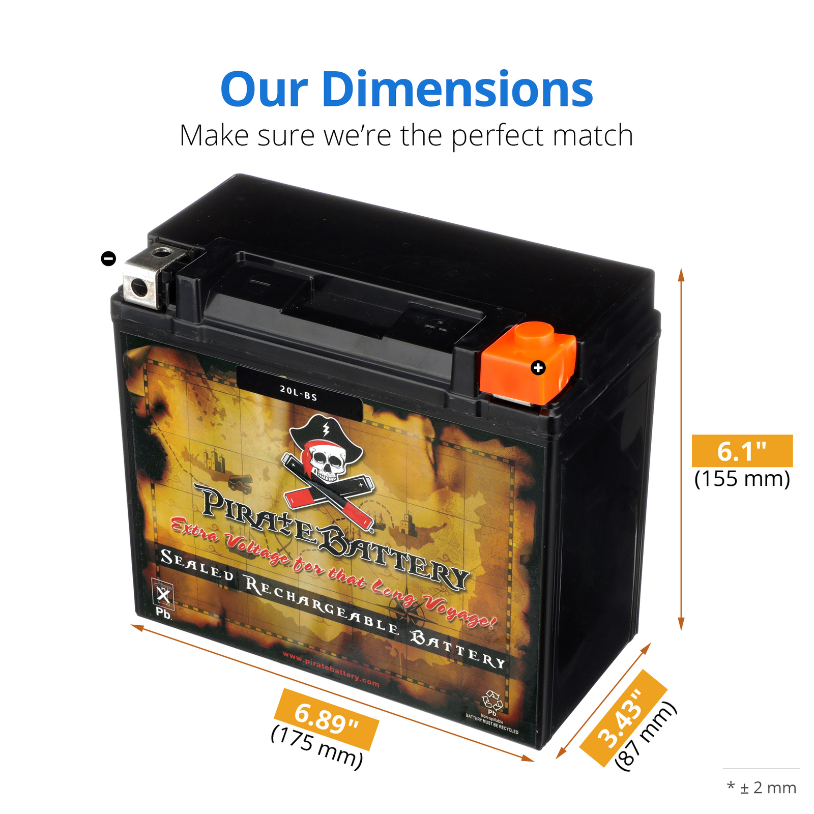 YTX20L-BS Power Sports Battery Replaces 20L-BS ETX20L CYTX20L-BS GTX20L ...