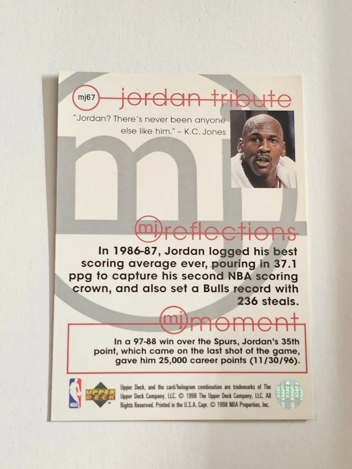 1997-98 Upper Deck Michael Jordan Tribute #MJ67 MJ Reflections ️ | eBay