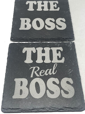 Funny Slate Coaster Set – ‘Boss & Real Boss’ Couple Gift | eBay UK
