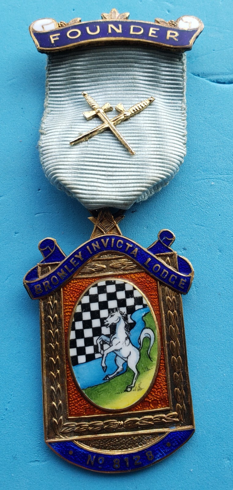 Masonic Founder Silver Enamel Medal Bromley | Grelly UK