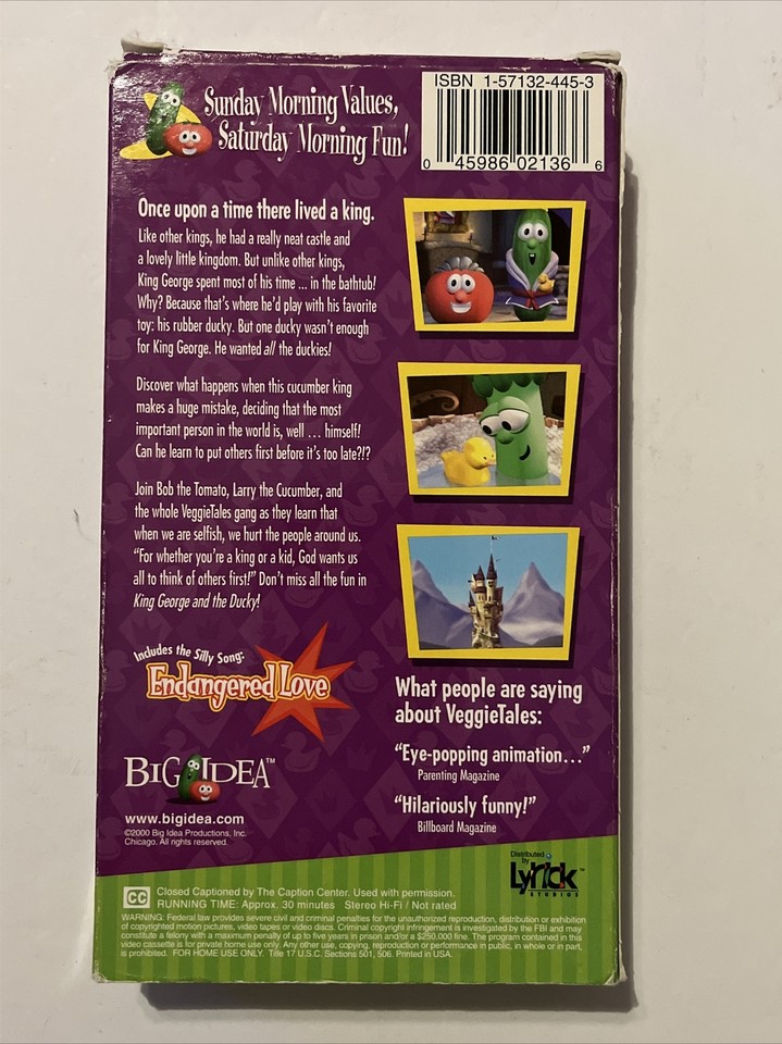 VeggieTales - King George and the Ducky (VHS, 2000) Black VHS RARE ...