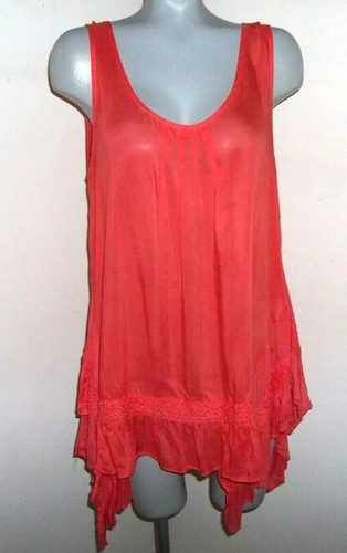 ENTRO Coral Sleeveless Boho Flowy Top Size Medium 100% Rayon Hi-Lo ...