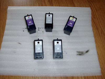 LOT of 7 EMPTY Lexmark Ink Cartridges #28, #34 & #41 Black, #35 & #42 ...