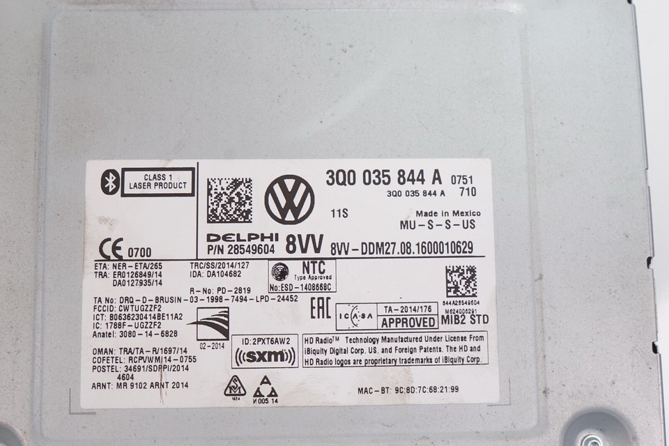 2015-2017 Volkswagen Golf GTI Radio Receiver Control Unit w/o ...