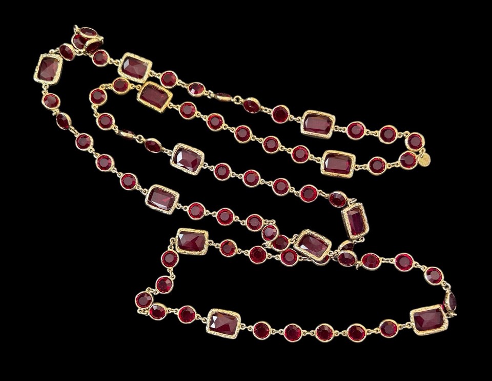 Vintage Chanel 1981 Chicklet Necklace In Red | eBay