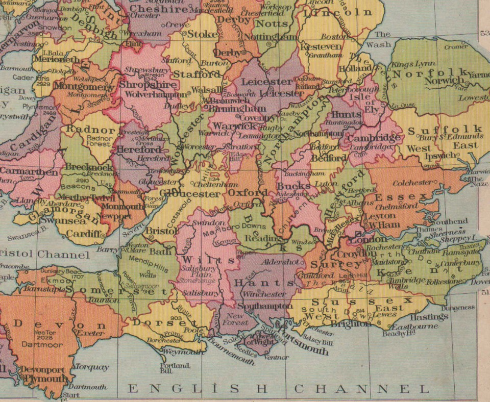 1928 MAP ~ ENGLAND & WALES POLITICAL | eBay