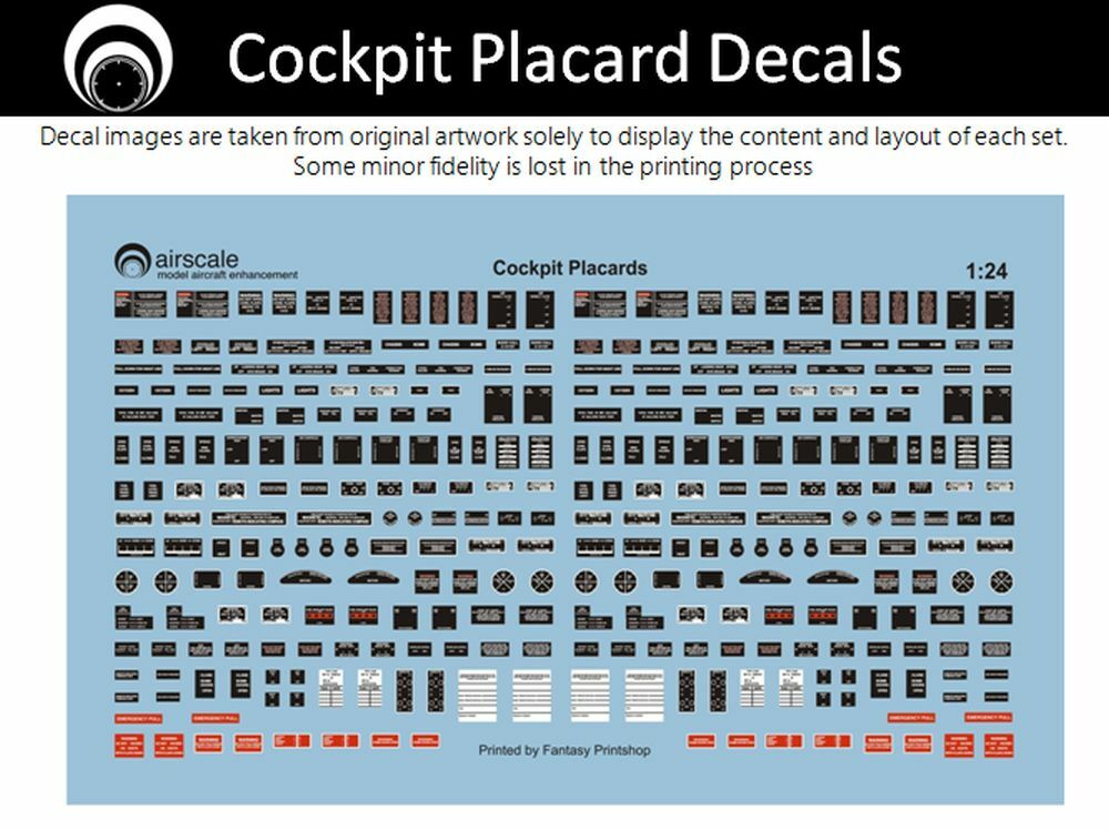 Airscale Model Aircraft Allied Cockpit Placard Decals - 1/24 Scale As24 ...