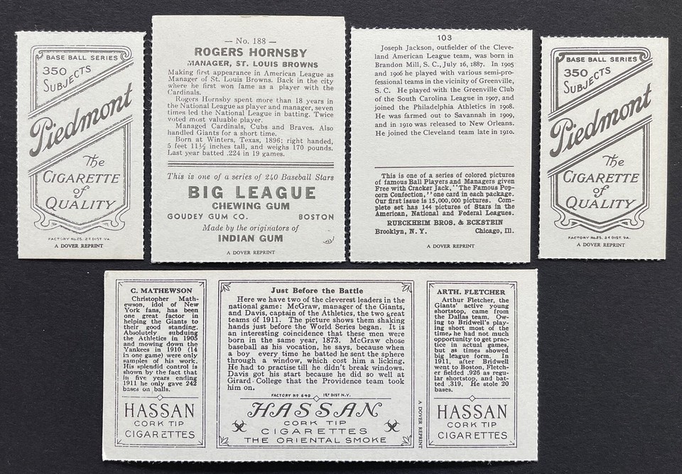5 Dover REPRINTS -Shoeless Joe Jackson - Hornsby - Speaker - Johnson ...