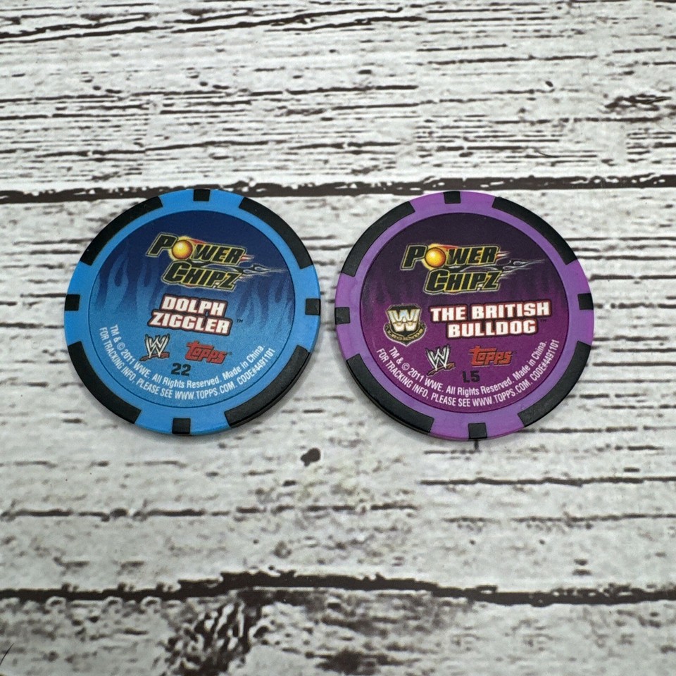 2011 Topps WWE Power Chipz Dolph Ziggler & The British Bulldog Poker ...