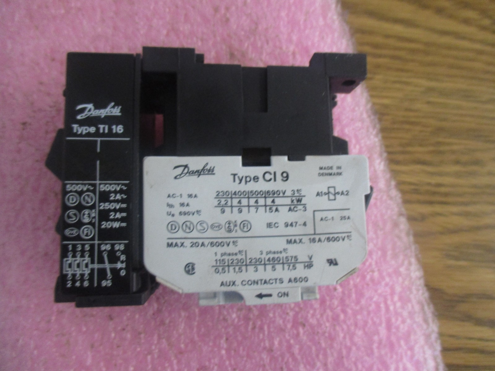 Danfoss Type: CI9 Contactor with Danfoss Type: TI16 Auxiliary Contactor ...