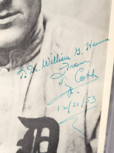 TY COBB AUTOGRAPH HAND SIGNED ORIGINAL PERIOD PHOTO PSA SLABBED NM MT 8 ...
