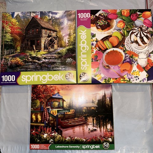 Springbok 1000 Piece Puzzles Set Of 3- Lakeshore Serenity, Mill Cottage ...