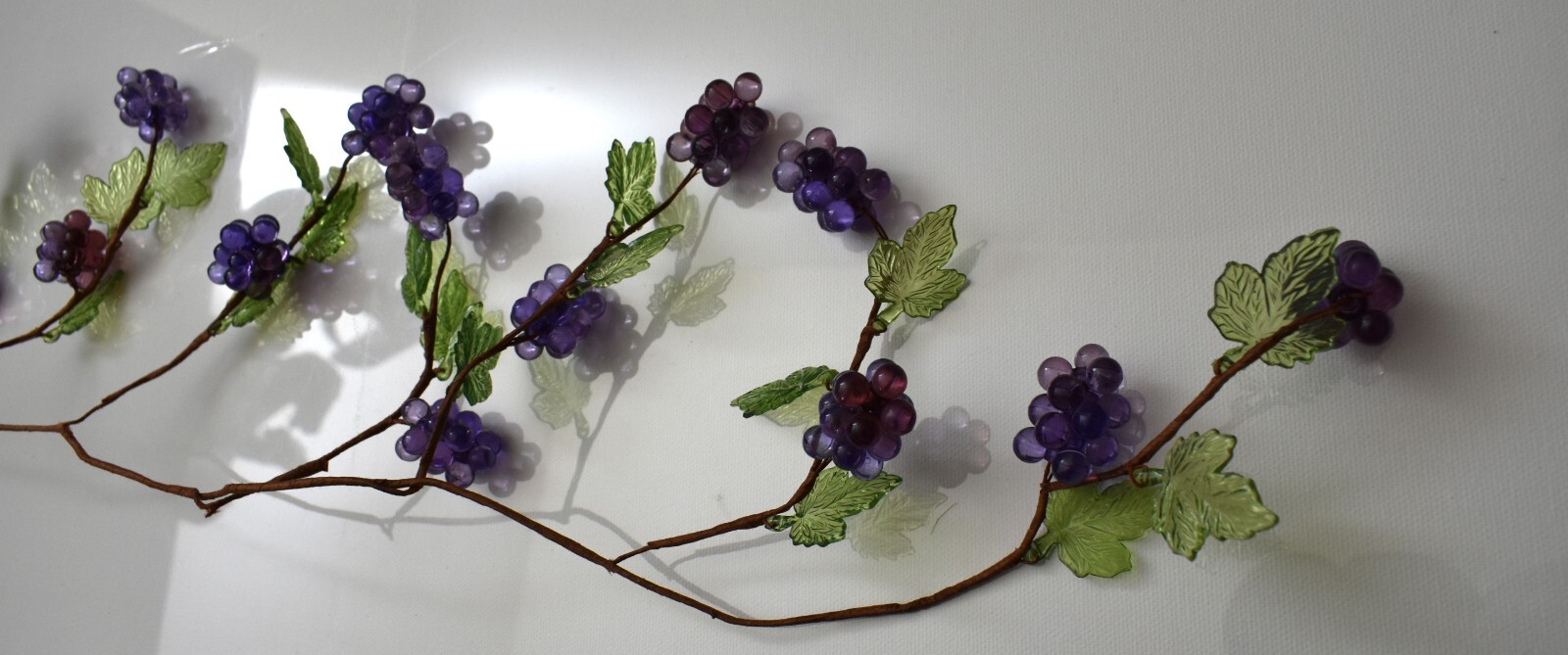 Vintage Acrylic Lucite Purple Grape Cluster Vine Leaves Long Garland ...