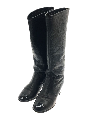 CHANEL Back Zip Long Boots Black Leather Women’s Shoes Size US 6.5 ...