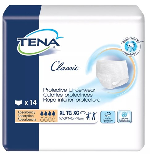 4X TENA Classic Adult Absorbent Underwear XL 55'- 67 Heavy Absorbency ...