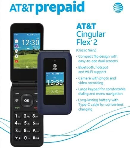 AT&T Cingular Flex 2 U1030AA Prepaid 4G LTE Flip Phone, 2MP, Android ...