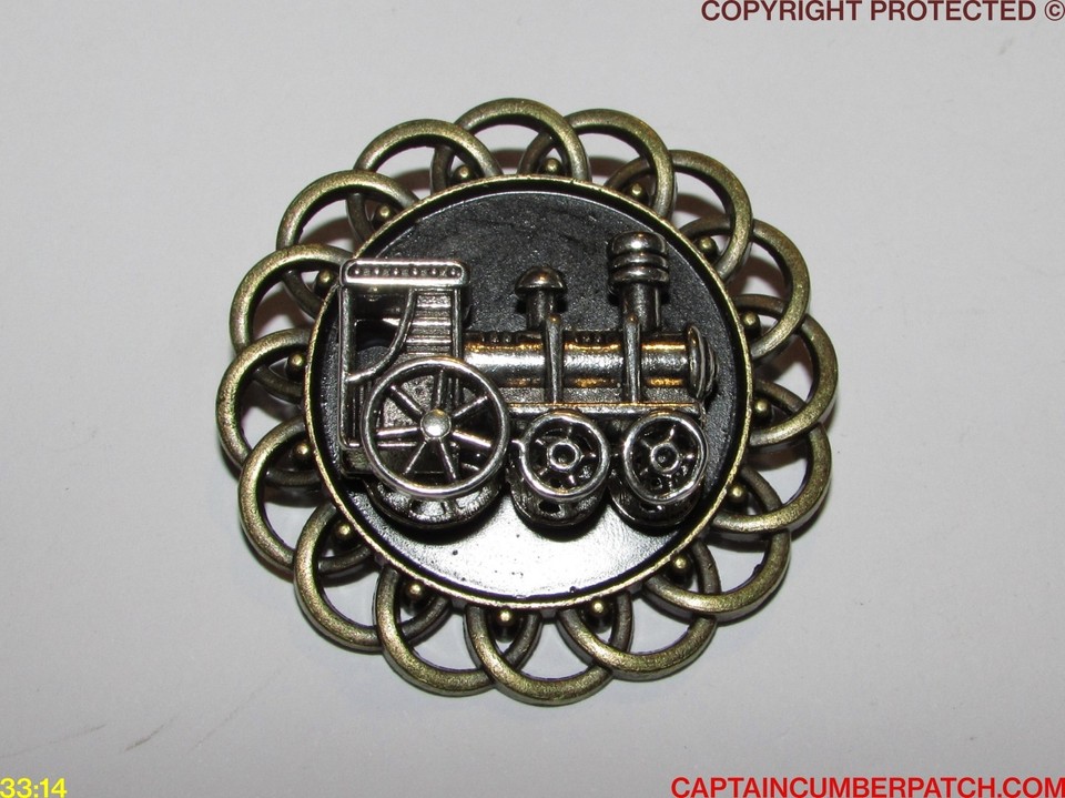 Steampunk badge brooch pin 3D silver locomotive loco engine train ...