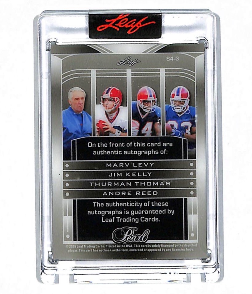 2025 Leaf Pearl Bills 10/10 Auto Card Marv Levy Jim Kelly Thurman ...