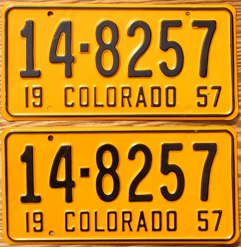 1957 Colorado License Plate Number Tag PAIR Plates | eBay