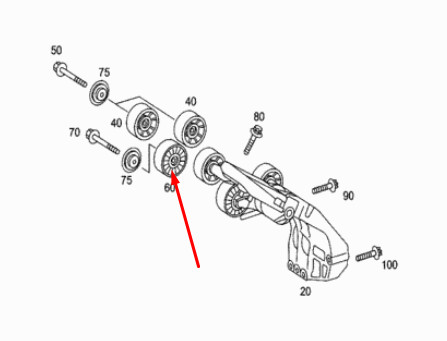 NEW MB 190 W201 BELT TENSIONER PULLEY A1662020619 2.5 DIESEL OEM NO ...