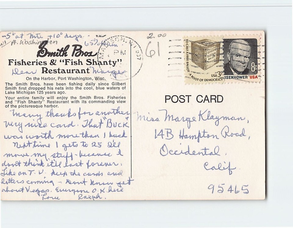 Postcard Oliver H. Smith Boat Drawing | eBay