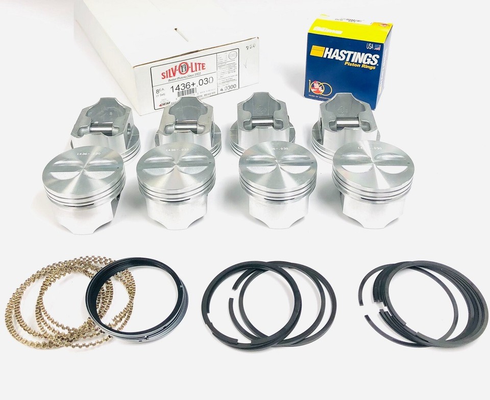 +.080 over Cast Pistons & matching rings 1967-85 Chevrolet Chevy SBC ...