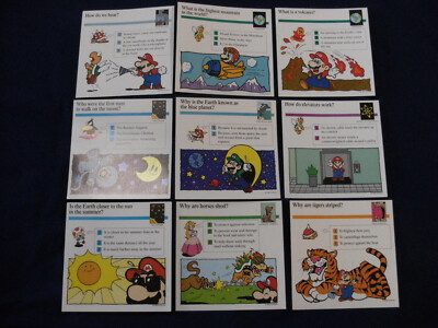 Lot of 9 Vintage Super Nintendo 1995 Mario Quiz Question Cards 5.5" x 5 ...