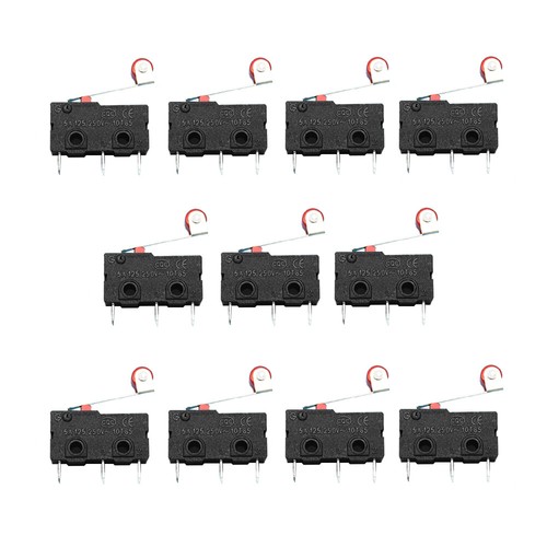 10Pcs Mini 3PIN SPDT Micro Limit Switch Roller Lever Arm Snap Action ...