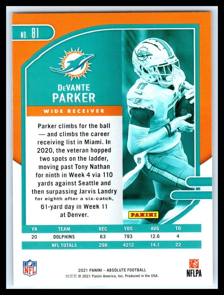 2021 Panini Absolute Green #81 DeVante Parker Near mint or better | eBay