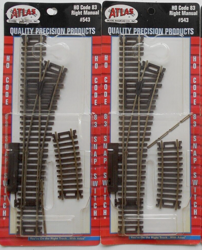 2 Atlas #543 Nickel Silver CODE 83 Snap Switches Right Hand Manual #543 ...